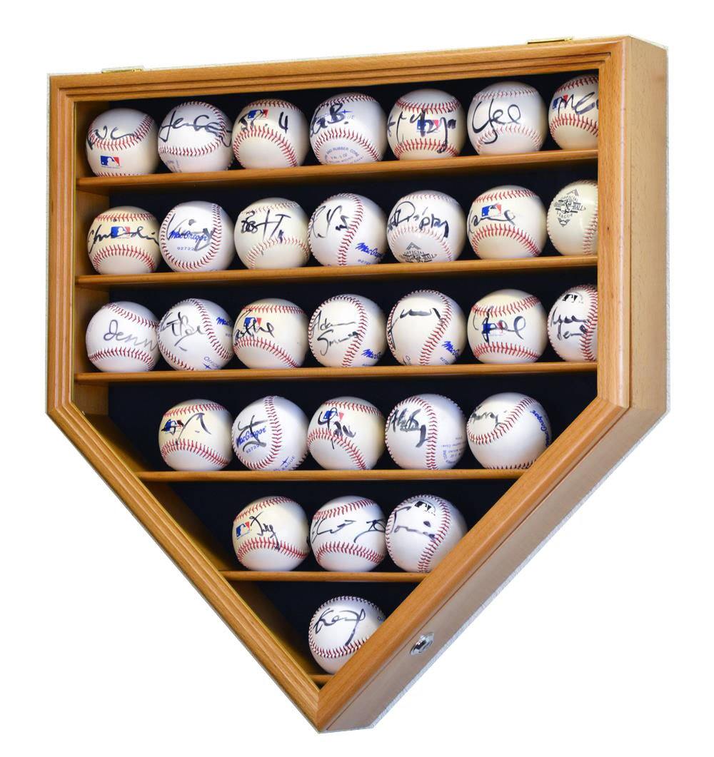 30 Baseball Ball Display Case Cabinet - Home Plate Shaped