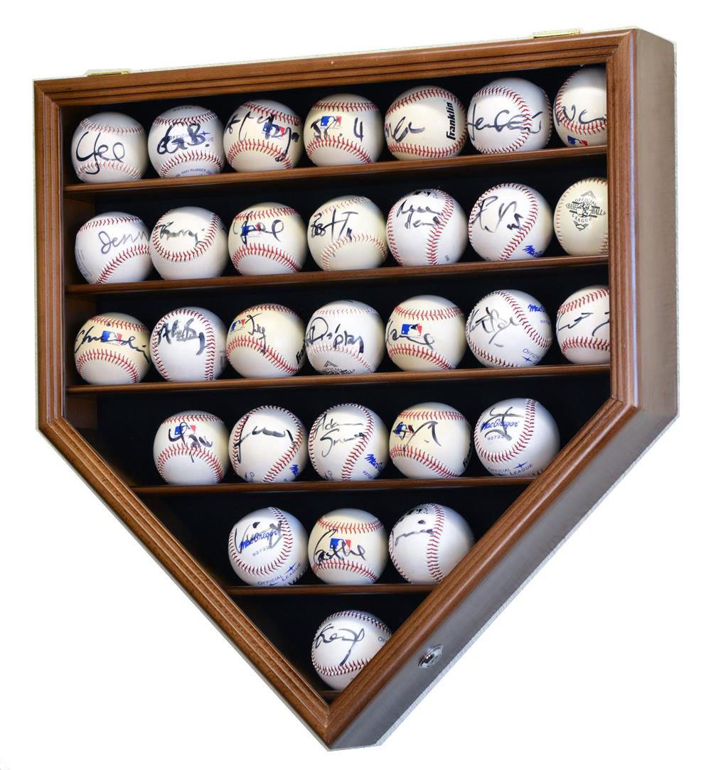 30 Baseball Ball Display Case Cabinet - Home Plate Shaped