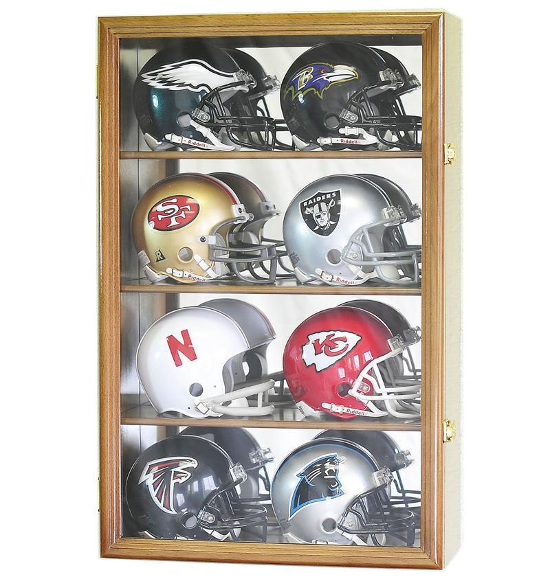8 Mini Helmet Display Case Cabinet (Mirror Back)