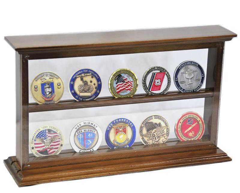 2 Shelves Military Challenge Coin Curio Stand Rack