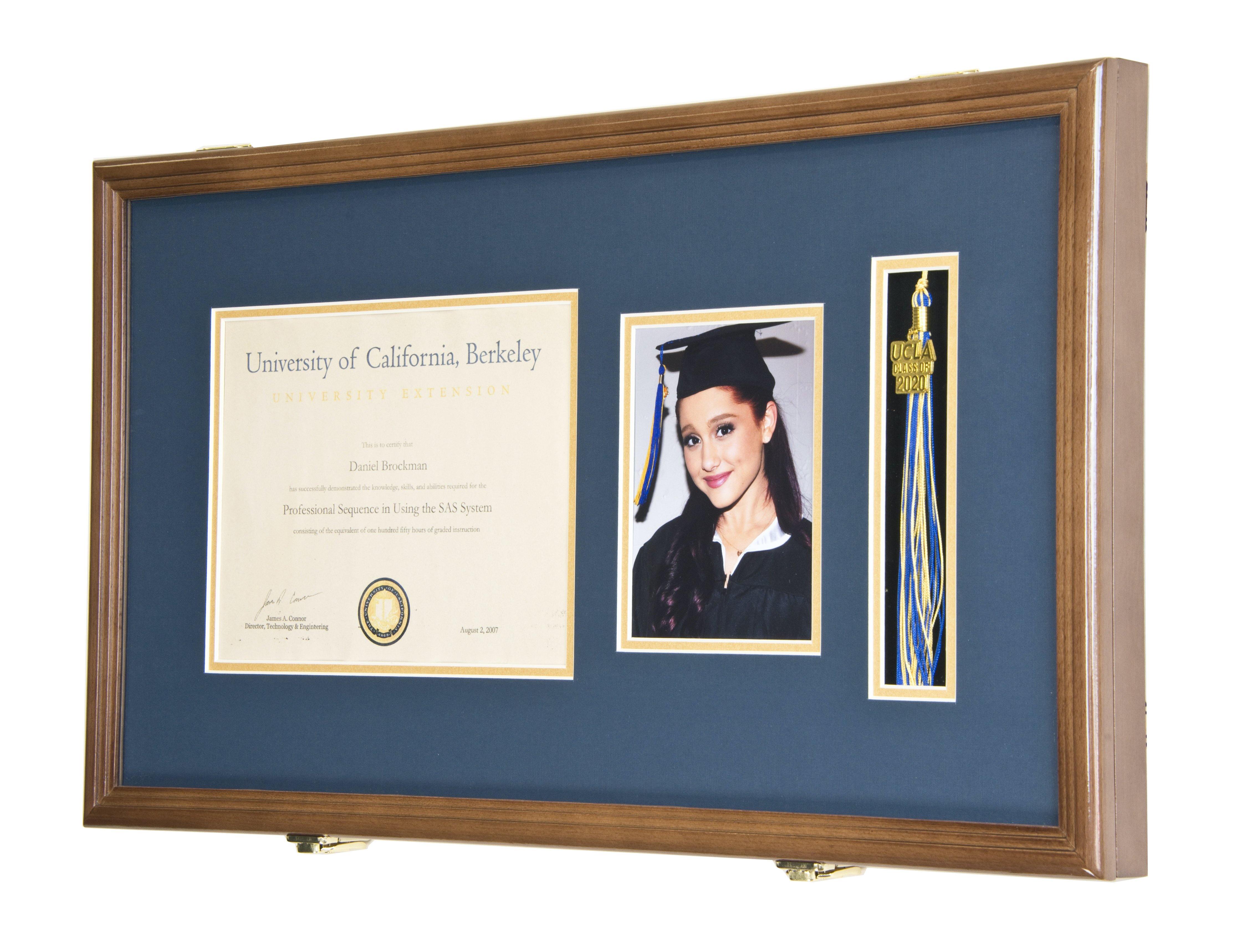Large Diploma, Graduation Tassel, and Cap Display Cabinet (w/ Custom ...