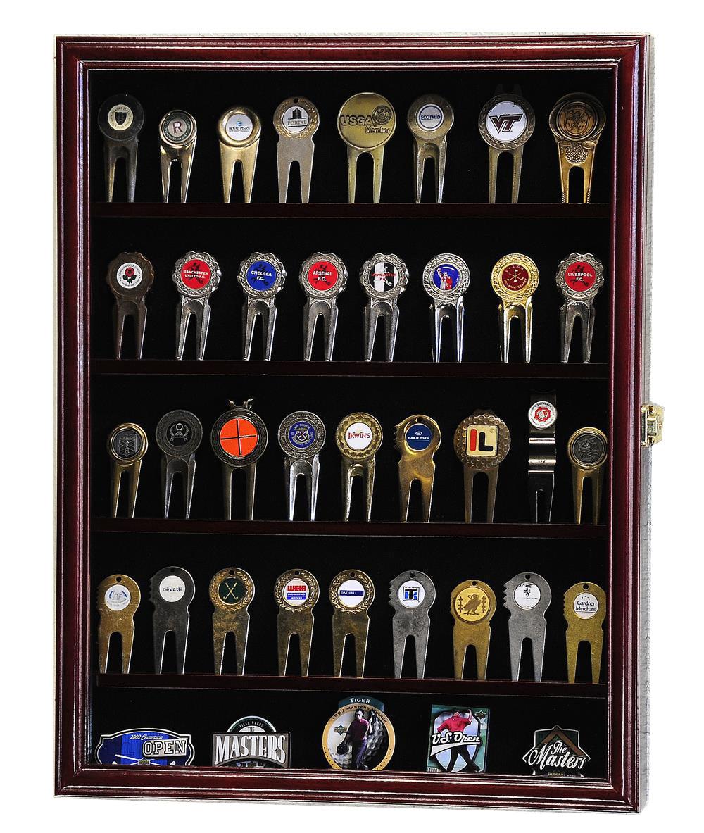 Golf Divot Tool Markers Coin Chips Medallion Display Case Cabinet