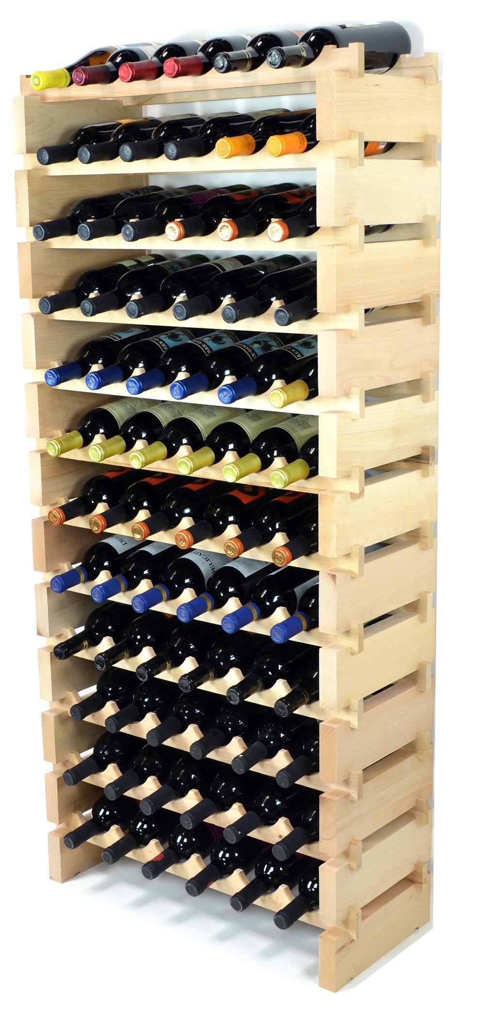 6X Bottles Beech Hardwood Modular Wine Rack Stackable (6 Bottles per Row)