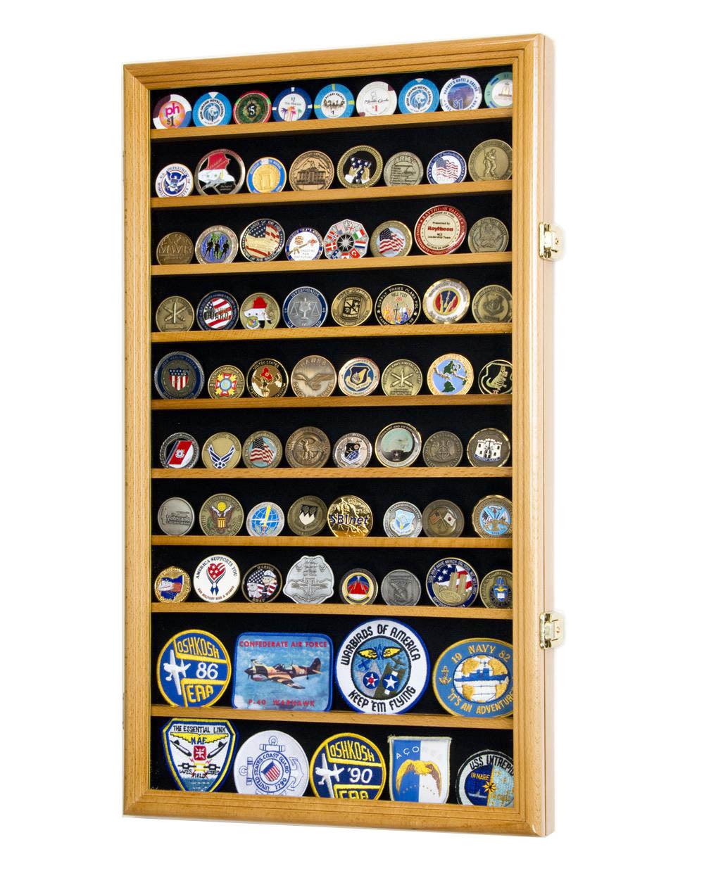 Large Military Challenge Coin Display Case Cabinet