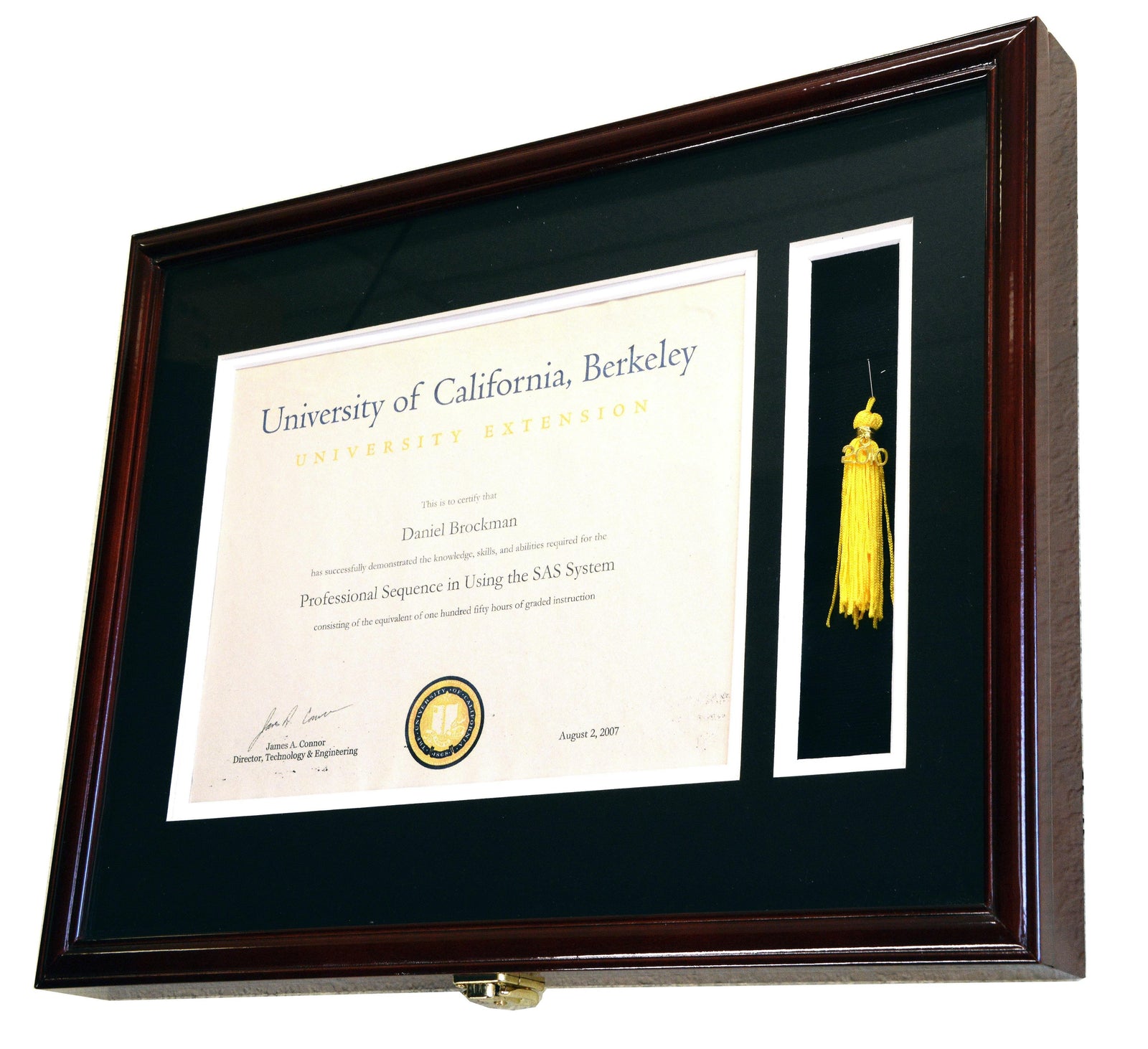 Diploma and Graduation Tassel Display Case Cabinet (w/ Custom Matting ...