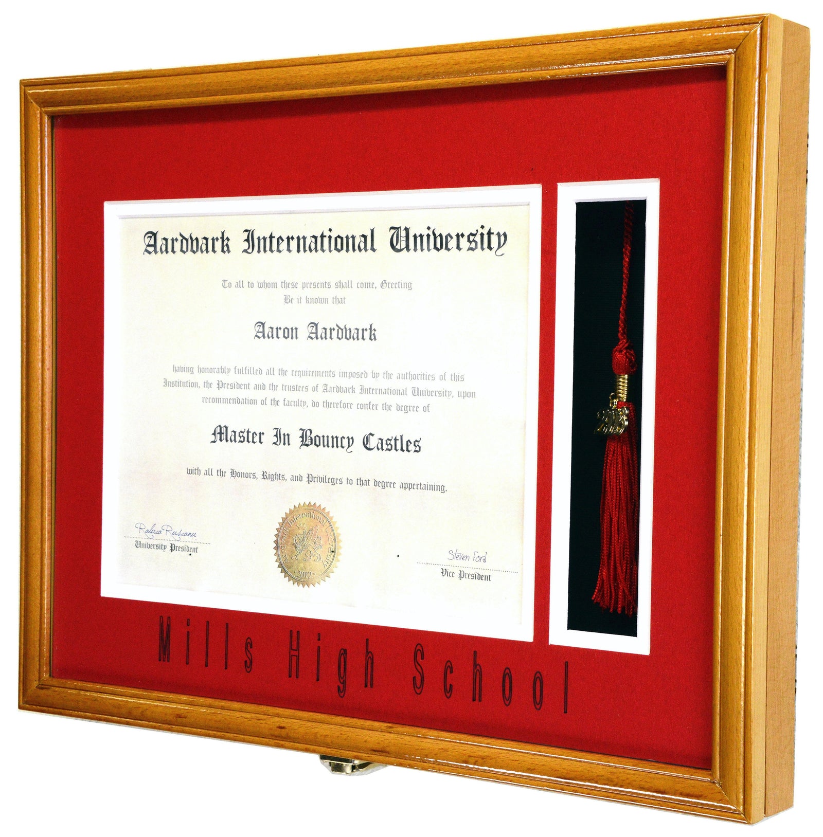 Diploma and Graduation Tassel Display Case Cabinet (w/ Custom Matting ...