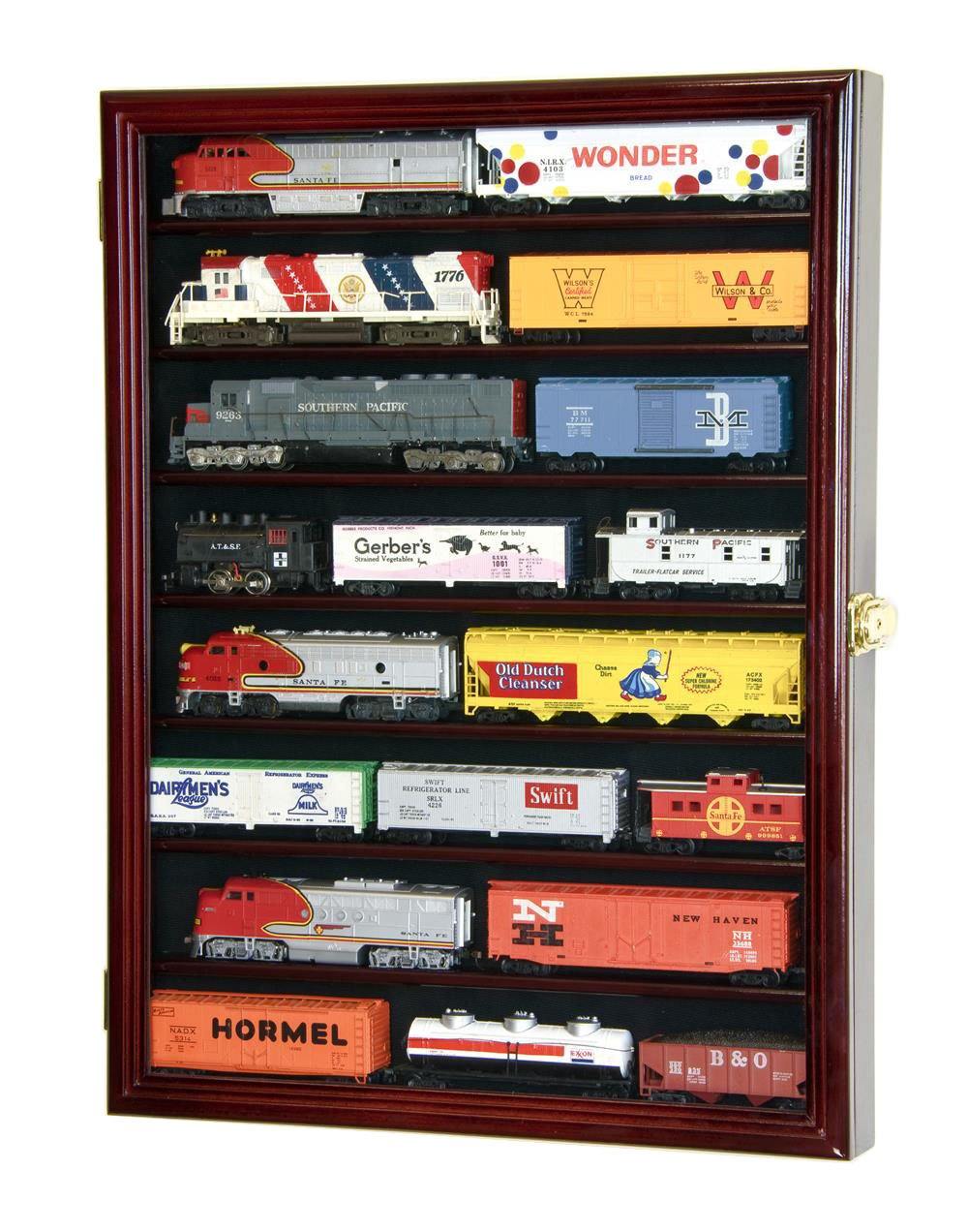 Small HO Scale Train Model Trains Locomotive Engine Display Case Cabinet