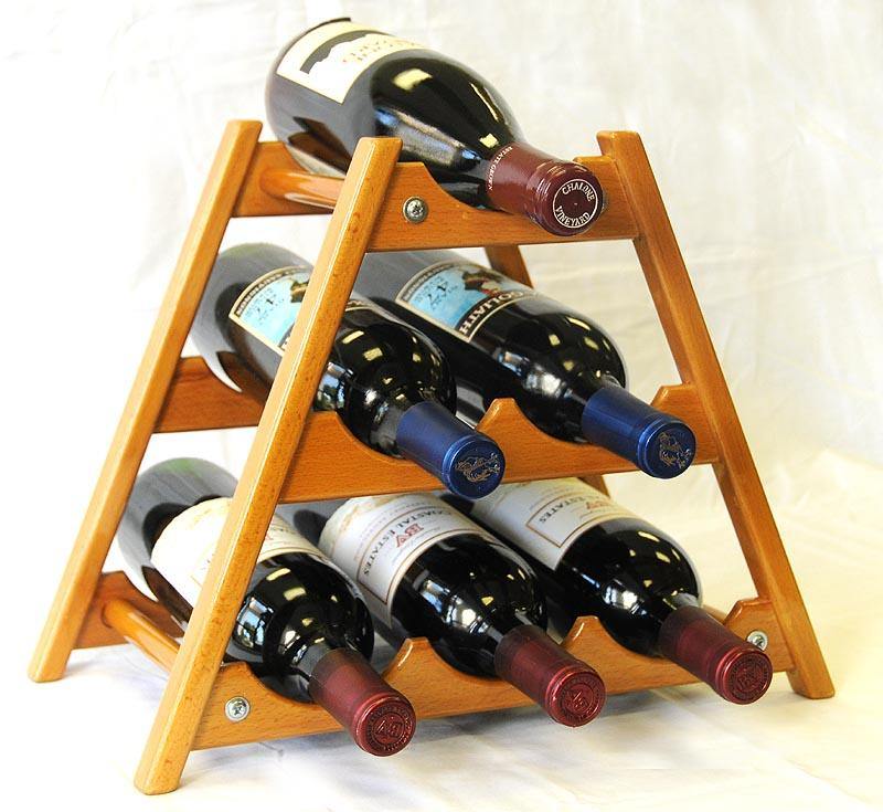 6 Bottles Hardwood Wine Stand / Rack